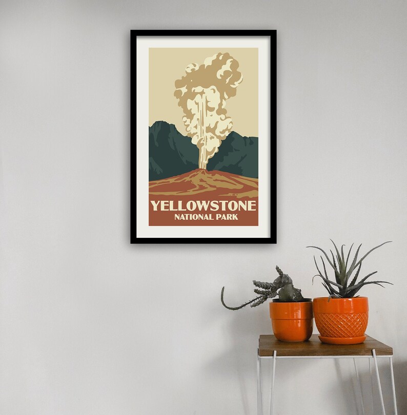 Yellowstone Wyoming Poster National Park Old Faithful Print - Etsy