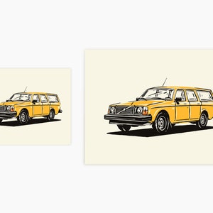 1970s Volvo 245 Poster - Vintage Car Illustration Print - Etsy