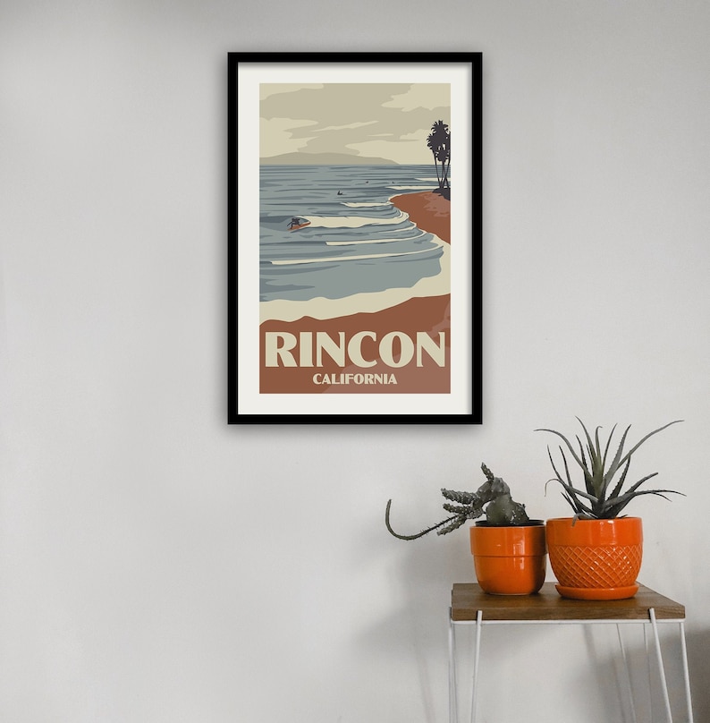 Rincon California Poster Surf Beach Print | Etsy