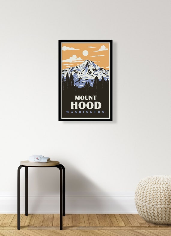 Mount Hood Oregon Poster Ski Area Snowboarding Print - Etsy