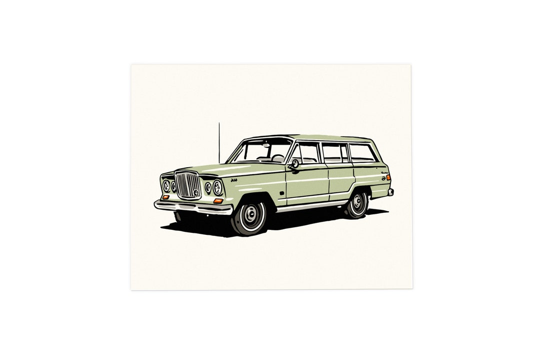 1960s Jeep Wagoneer Poster - Vintage Car Illustration Print - Etsy