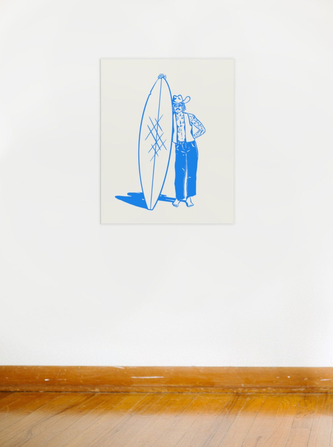 Surf Sheriff Cowboy Print - Blue - Illustration Poster - Etsy