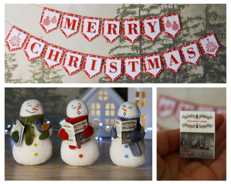 Snowman Garland Sewing Pattern, Christmas Paper Banner PDF, Felt ...