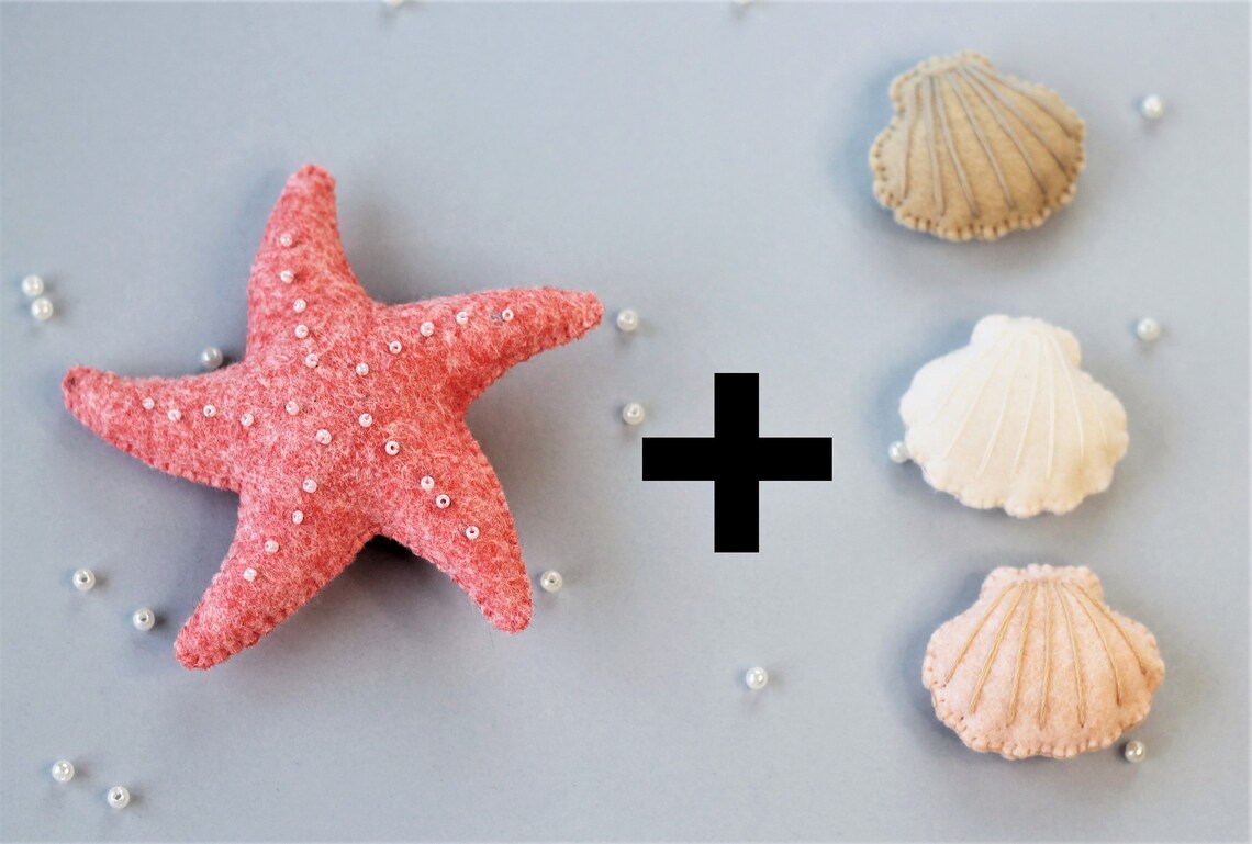 Seashells and Starfish Sewing Pattern Felt Ornamentspdf SVG - Etsy
