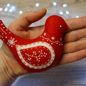Bird Ornament Sewing Pattern, Scandinavian Christmas Decor, Felt ...