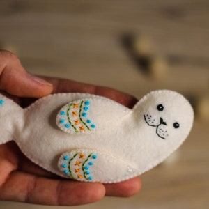 White Seal Sewing Pattern, Felt Christmas Ornaments, Baby Mobile ...
