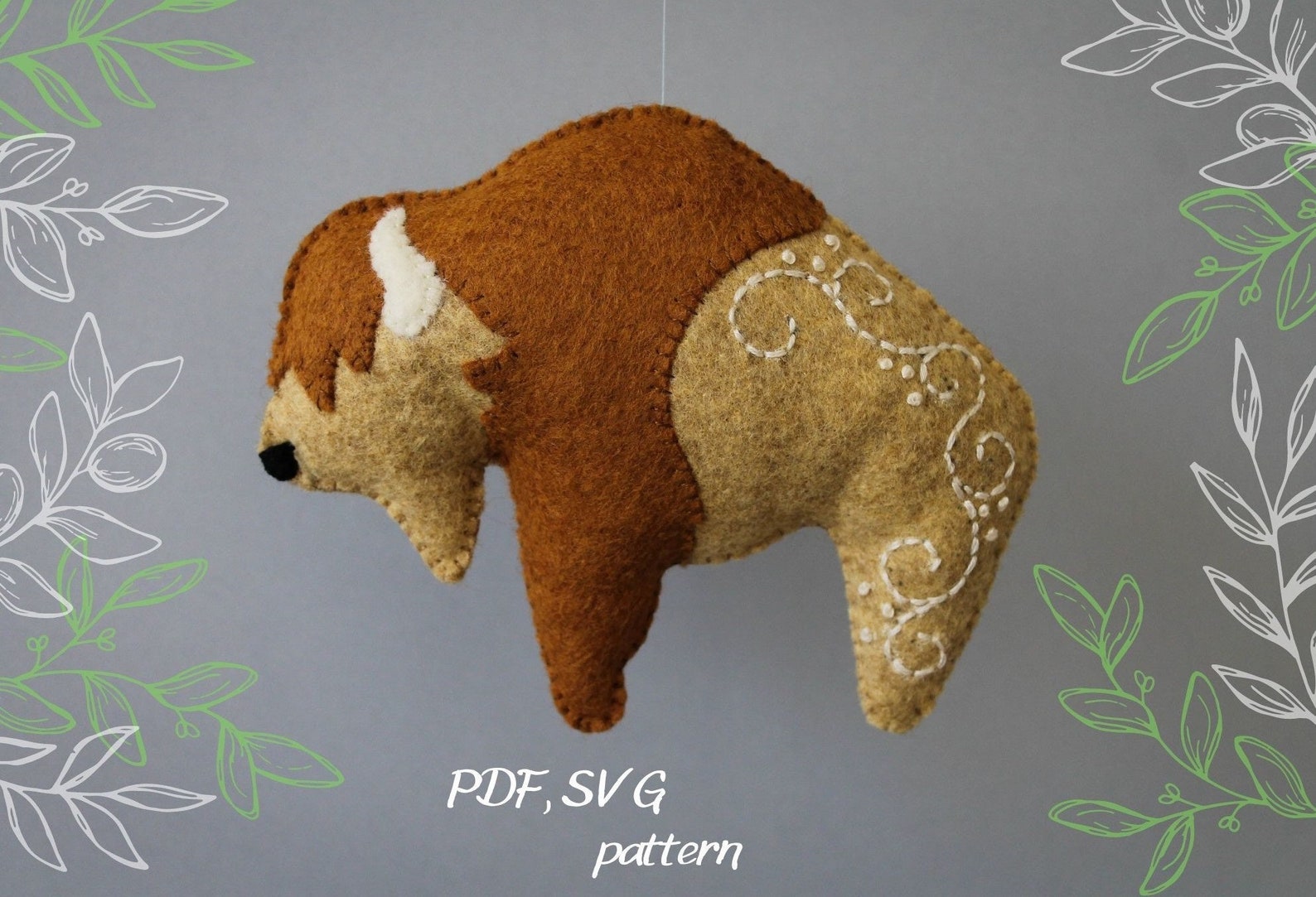 Buffalo Sewing Pattern American Bison Felt Bull Ox Felt | Etsy