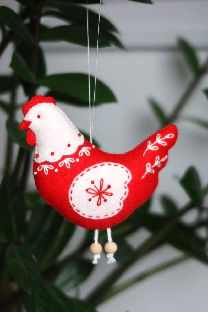 Felt Chicken Ornament Sewing Pattern: Scandinavian Decor (PDF/SVG) - Etsy