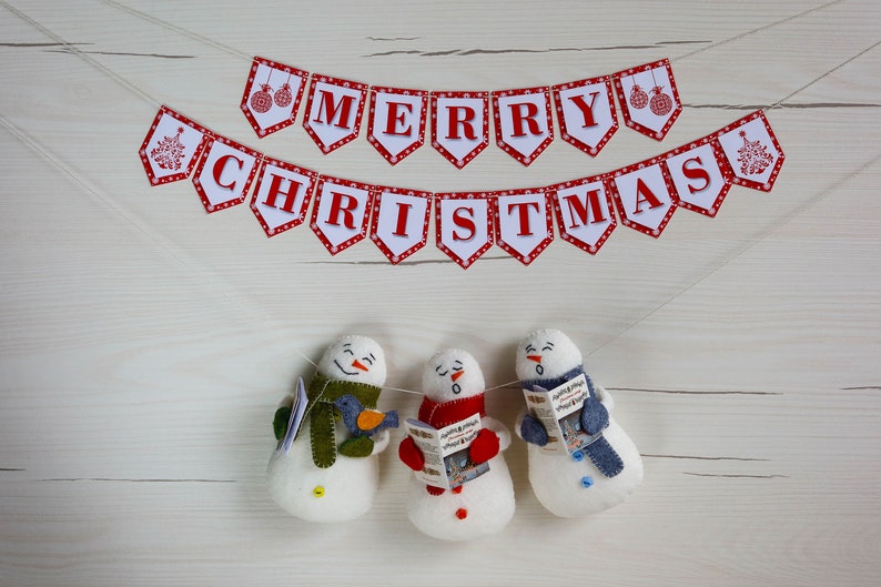 Snowman Garland Sewing Pattern, Christmas Paper Banner PDF, Felt ...