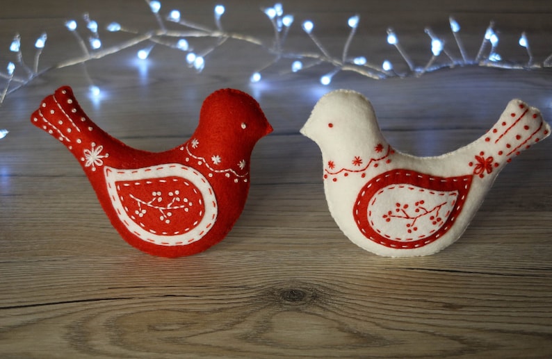 Bird Ornament Sewing Pattern Scandinavian Christmas Decor - Etsy
