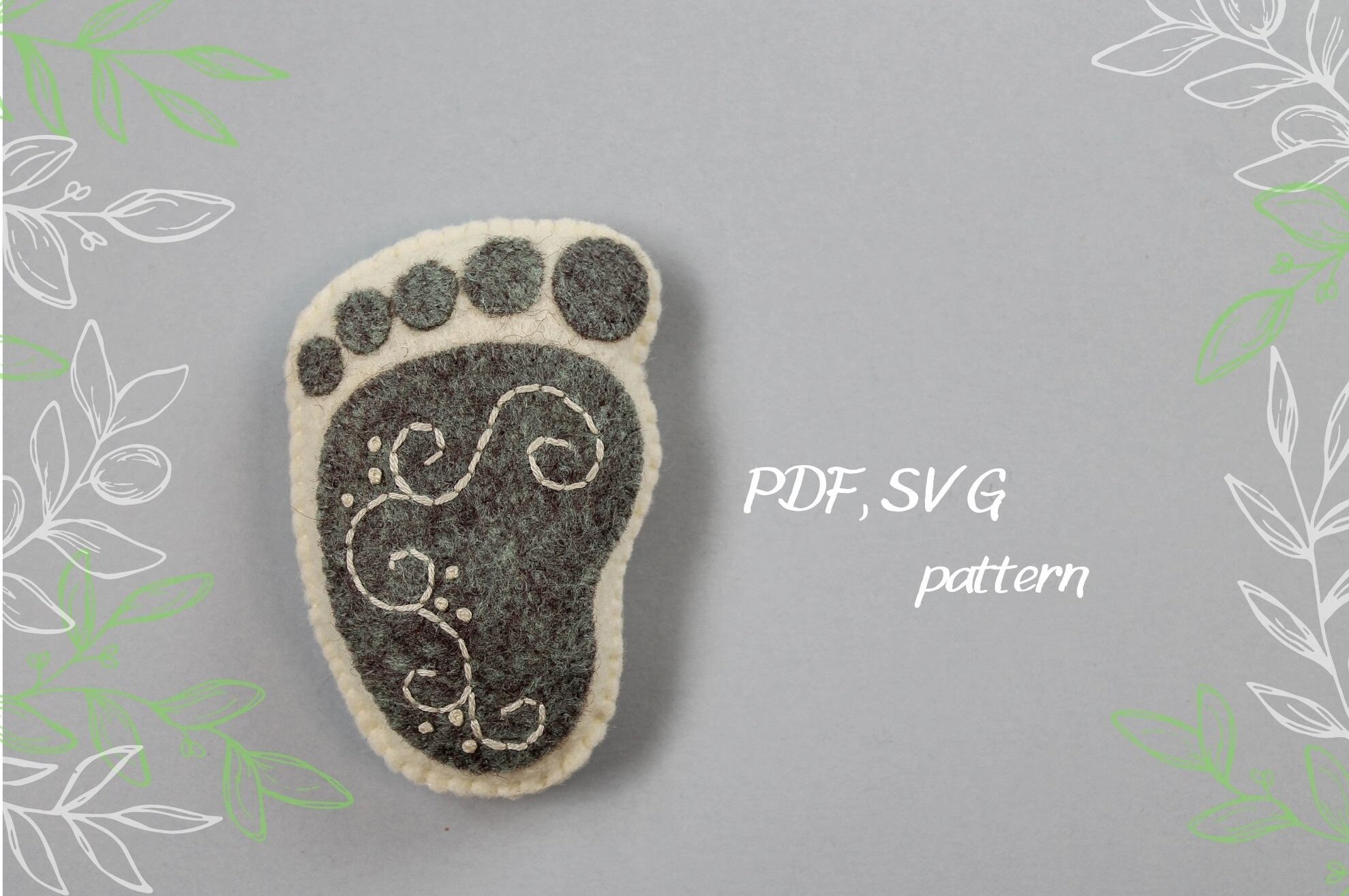 Human Footprint Sewing Pattern, PDF SVG Felt Pattern, Baby Mobile ...