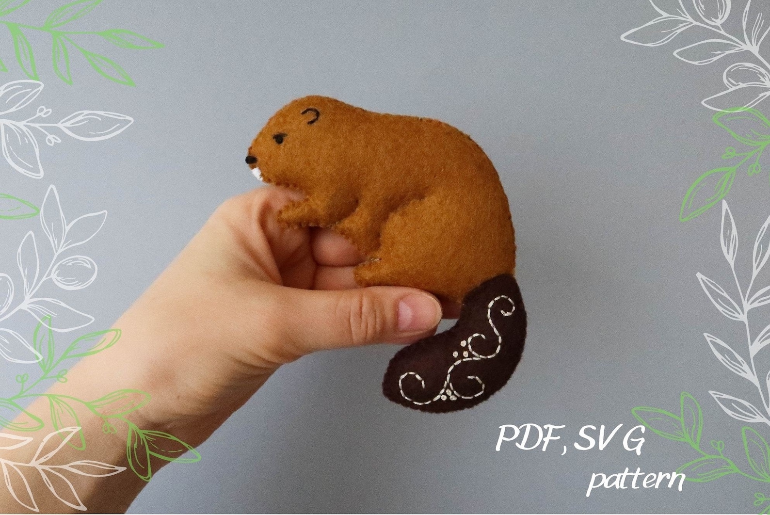 Beaver Sewing Pattern Felt Animal PDF SVG Pattern Woodland - Etsy