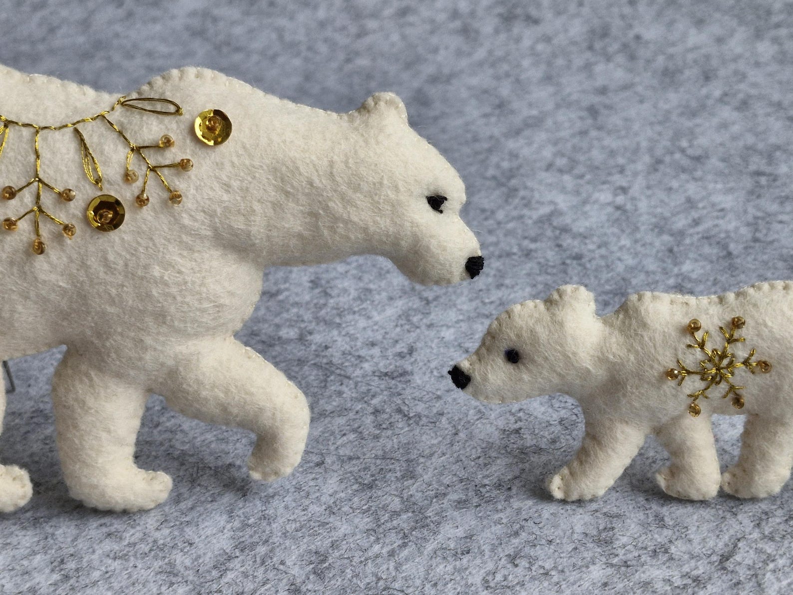 Felt Polar Bear and Cub: Sewing Pattern PDF/SVG, Christmas Ornaments ...
