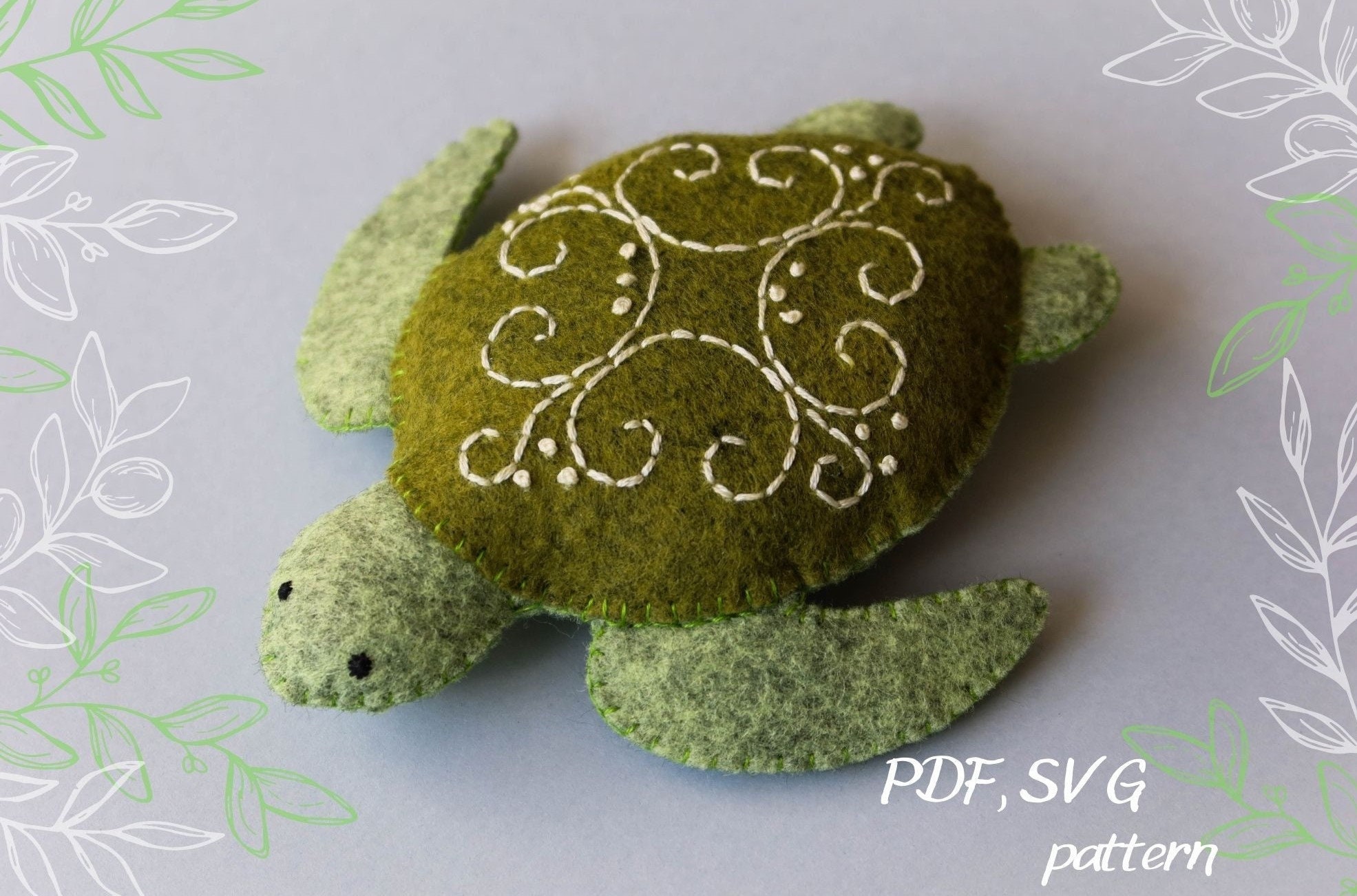 Turtle Sewing Pattern, Felt Ornament PDF SVG, Sea Creature Mobile - Etsy