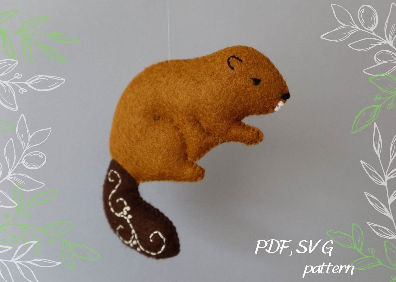 Beaver Sewing Pattern Felt Animal PDF SVG Pattern Woodland - Etsy