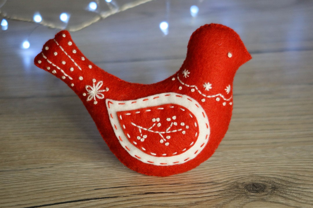 Bird Ornament Sewing Pattern, Scandinavian Christmas Decor, Felt ...