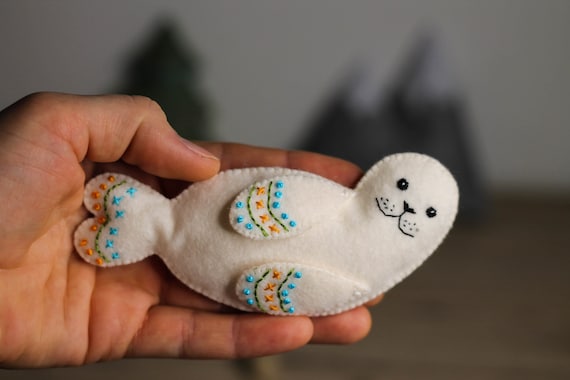 White Seal Sewing Pattern Felt Christmas Ornaments Baby | Etsy