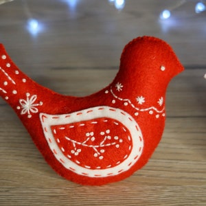 Bird Ornament Sewing Pattern, Scandinavian Christmas Decor, Felt ...
