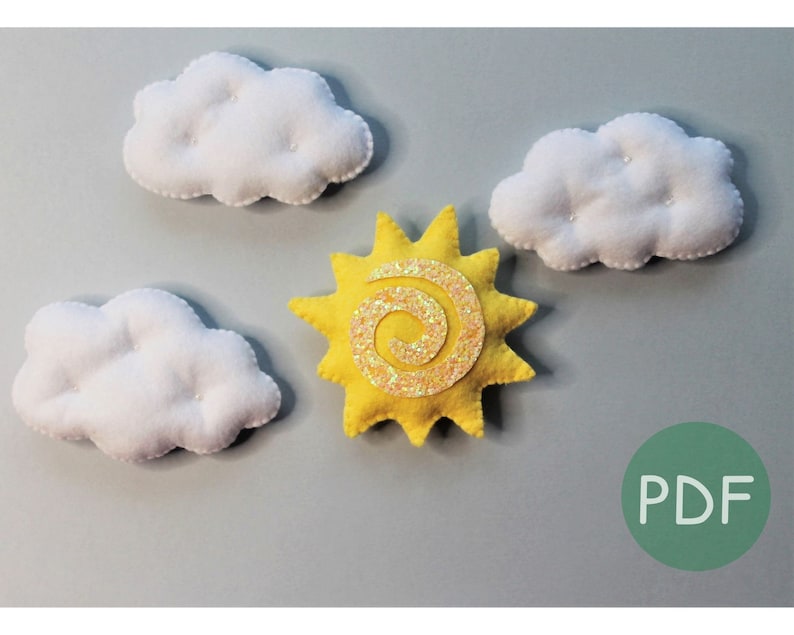 Sun and Clouds Sewing Patterns Felt Garland Pattern Baby - Etsy New Zealand