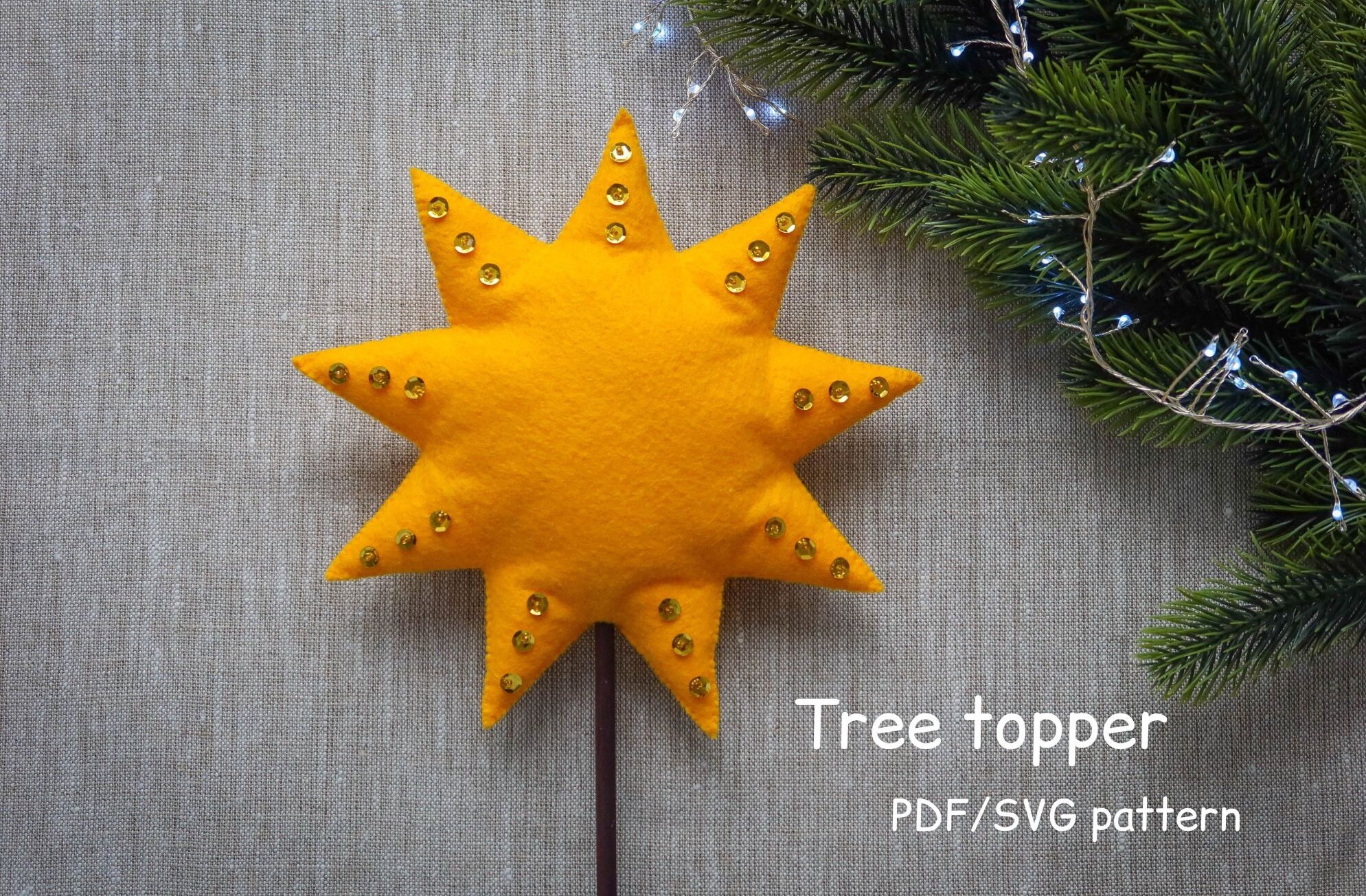 Christmas Star Sewing Pattern PDF SVG, Felt Tree Topper Pattern, DIY ...