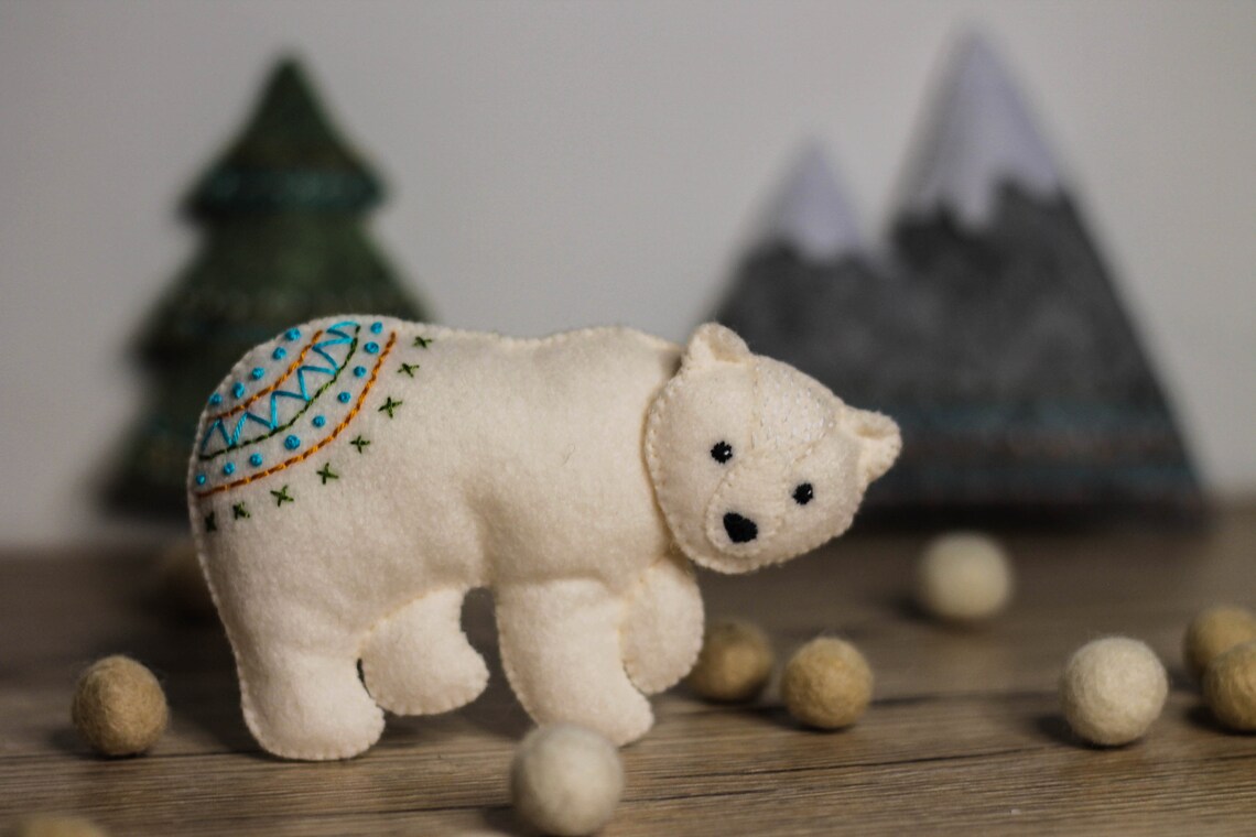 Polar Bear Sewing Pattern Felt Christmas Ornaments Felt | Etsy
