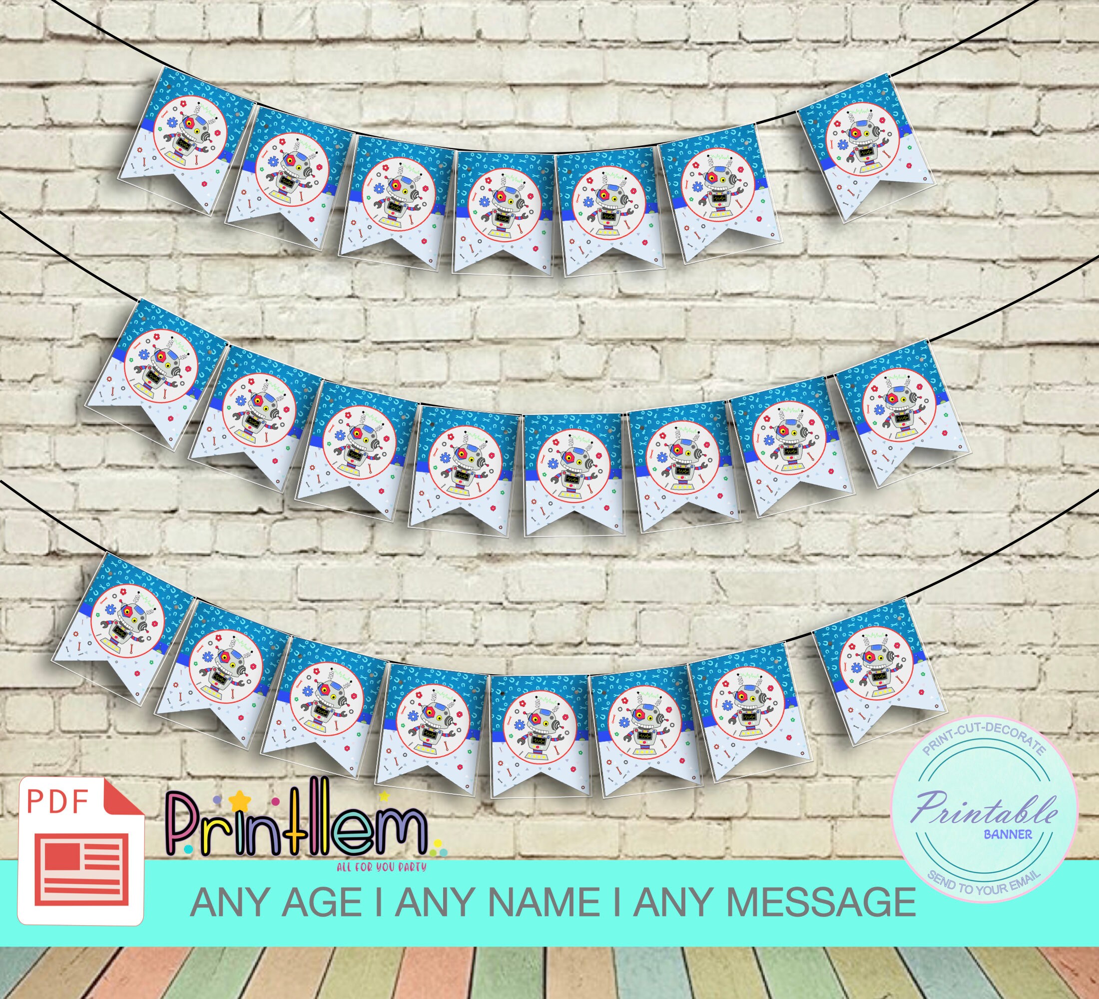Robot Birthday Banner, Robot Birthday Party Decorations, Personalized ...