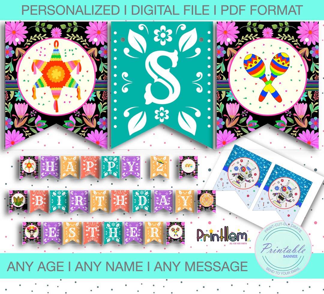 Mexican Banner, Mexican Fiesta Banner, Fiesta Bunting, 5 De Mayo Banner ...