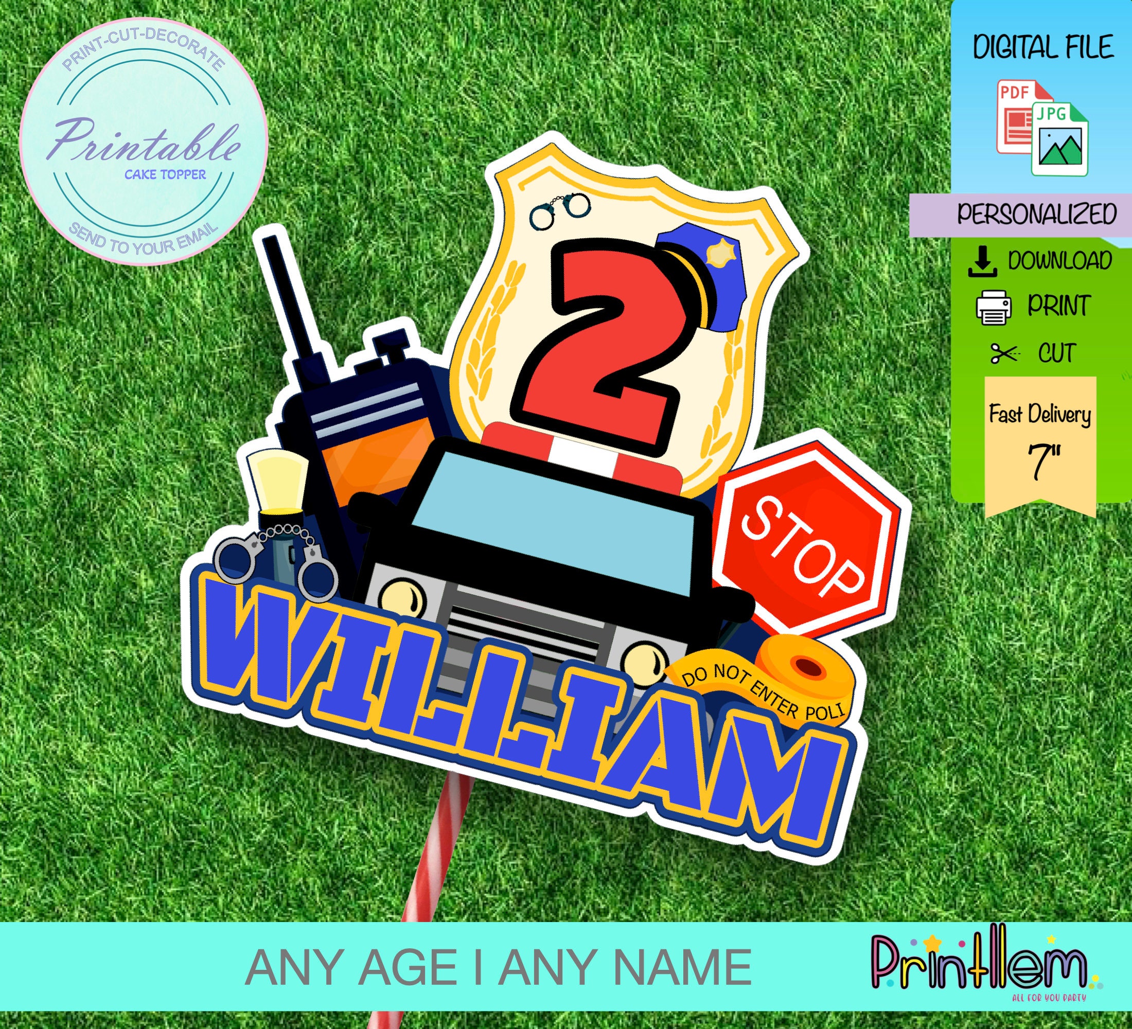 Police Officer Cake Topper Printable Police Cake Topper Wrappers ...