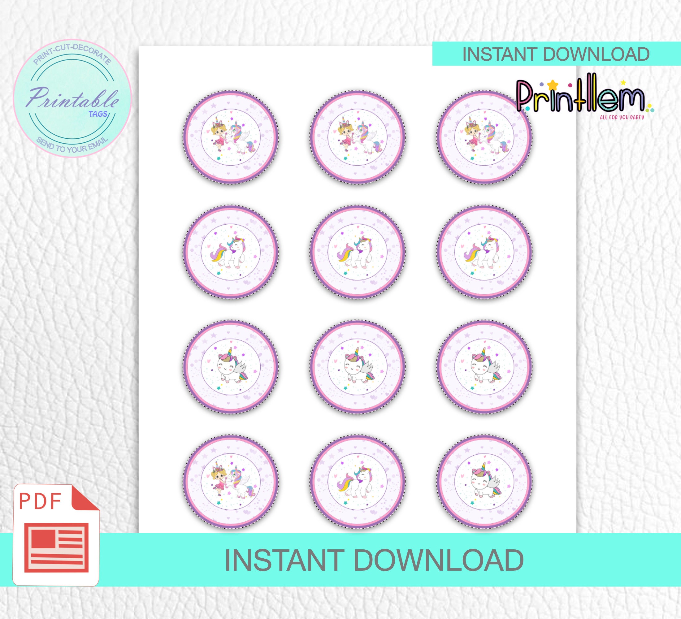 Unicorn Cupcake Toppers Printable Cupcake Unicorn Birthday Party