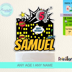 Superhero Cake Topper, Printable Super Hero Birthday Party, Superhero ...