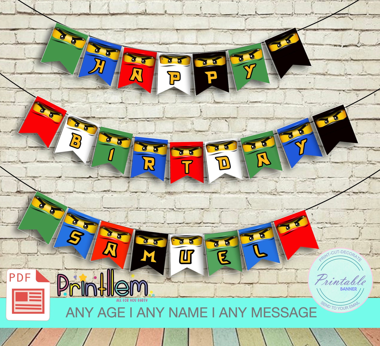 Ninja Banner Ninja Printable Banner Ninja Birthday Party Decorations ...