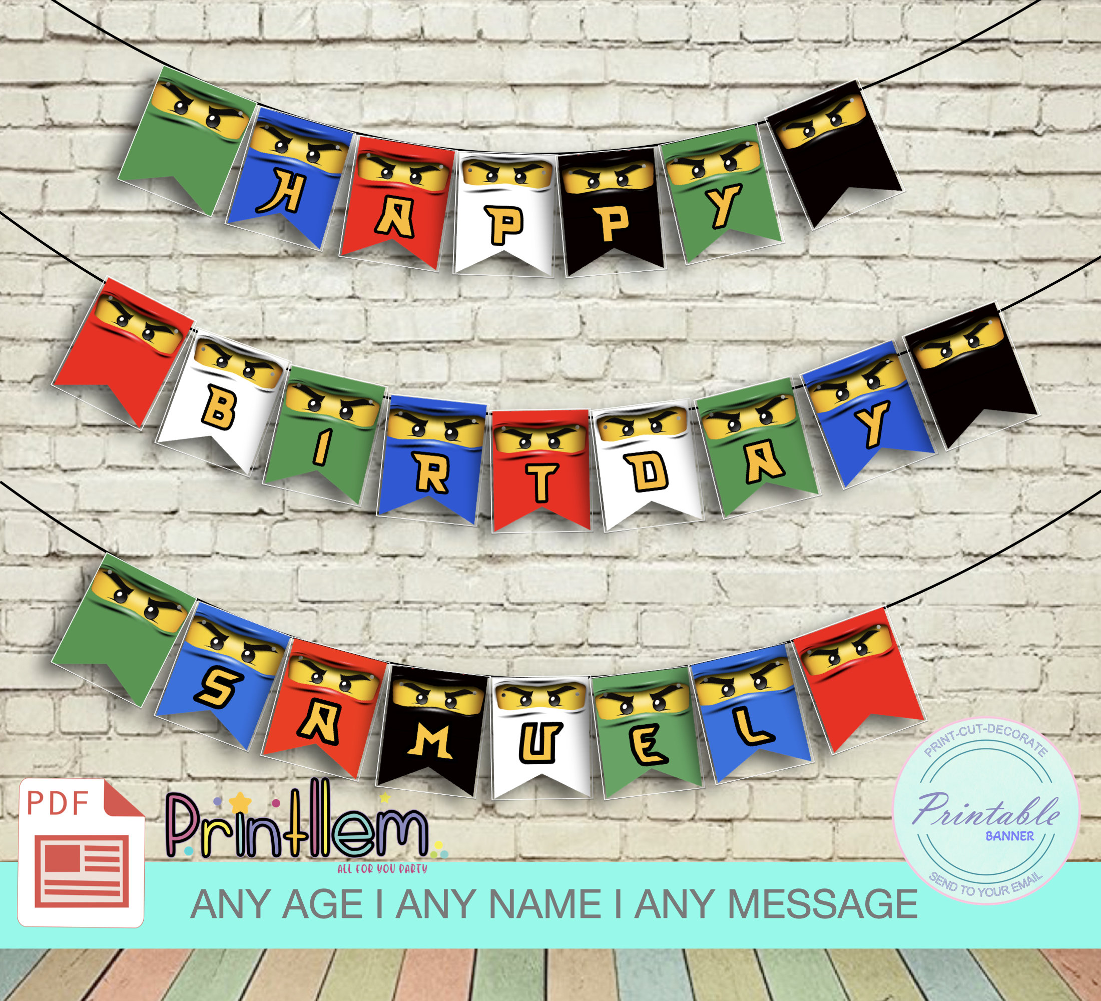 Ninja Banner Ninja Printable Banner Ninja Birthday Party Decorations ...