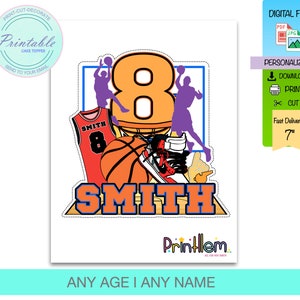 Printable Cake Topper Basketball Personalized Sports Cake Topper ...