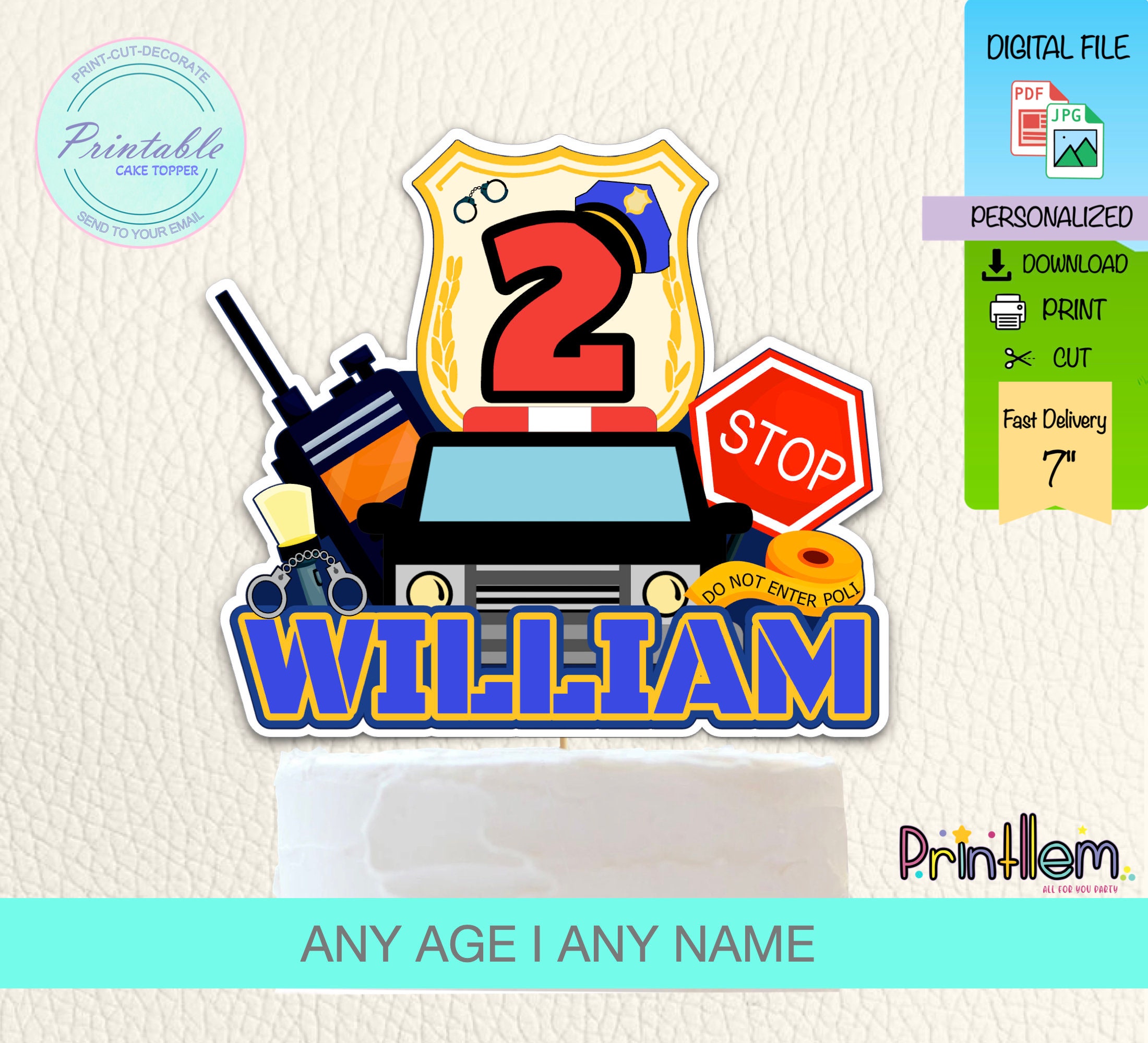 Police Officer Cake Topper Printable Police Cake Topper Wrappers ...