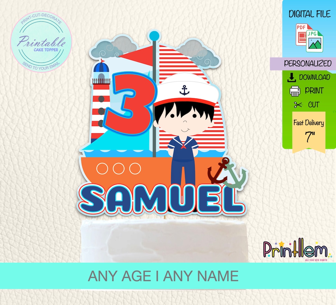 Nautical Themed Cake Topper Personalized Nautical Party Decorations ...