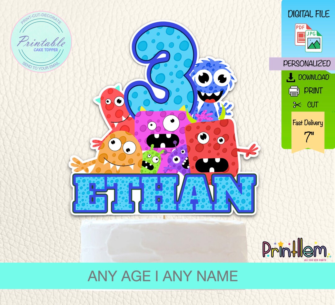 Monsters Cake Topper Cute Monsters Centerpieces Birthday Party ...