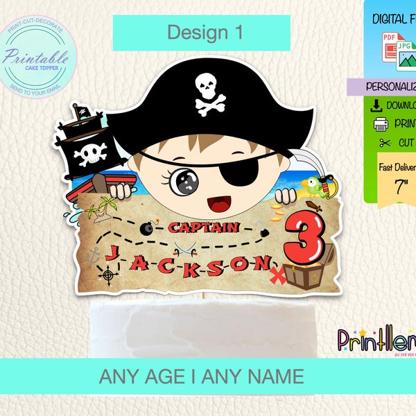 Pirate Ship Cake Topper Printable - Etsy