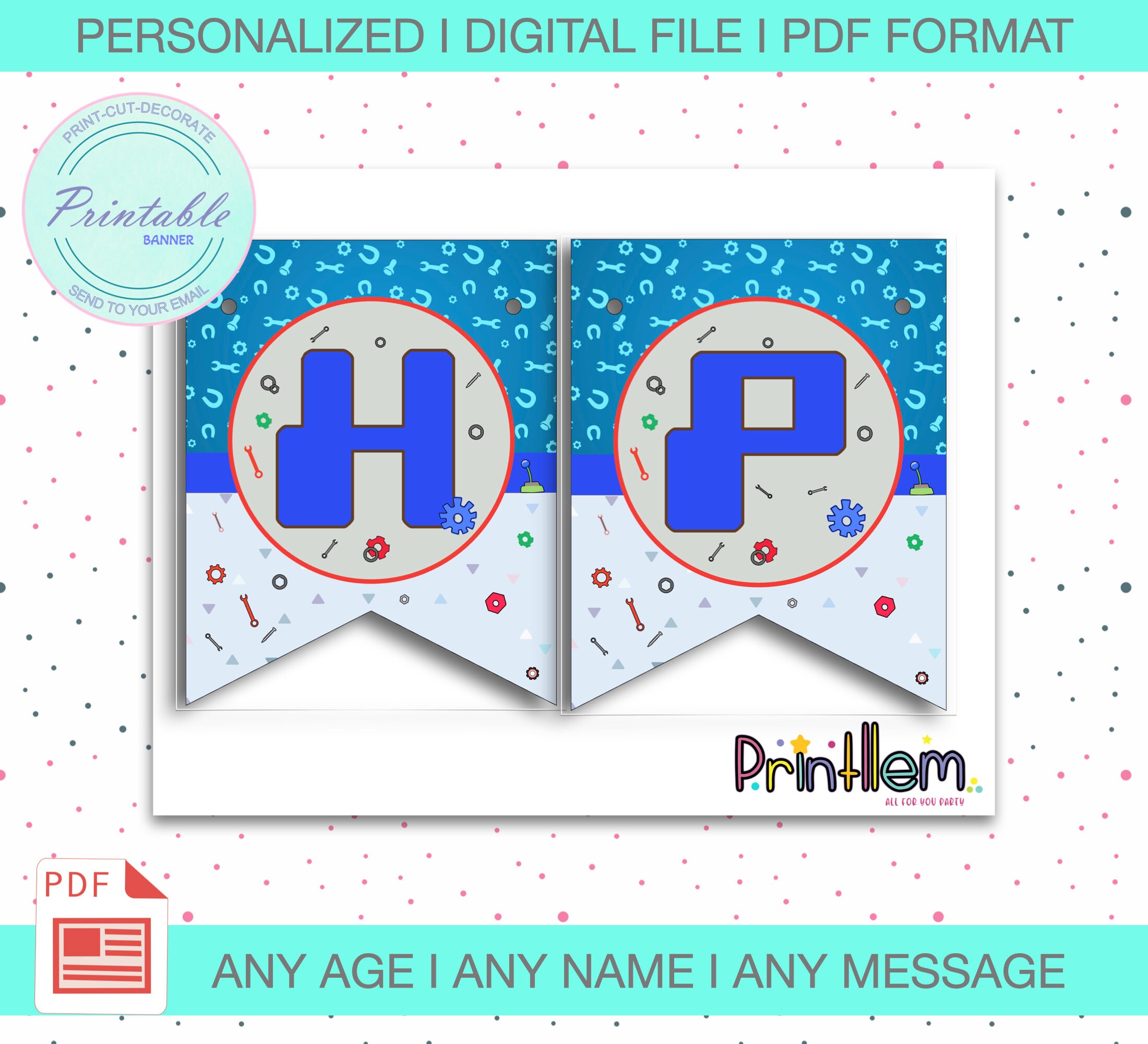 Robot Birthday Banner, Robot Birthday Party Decorations, Personalized ...