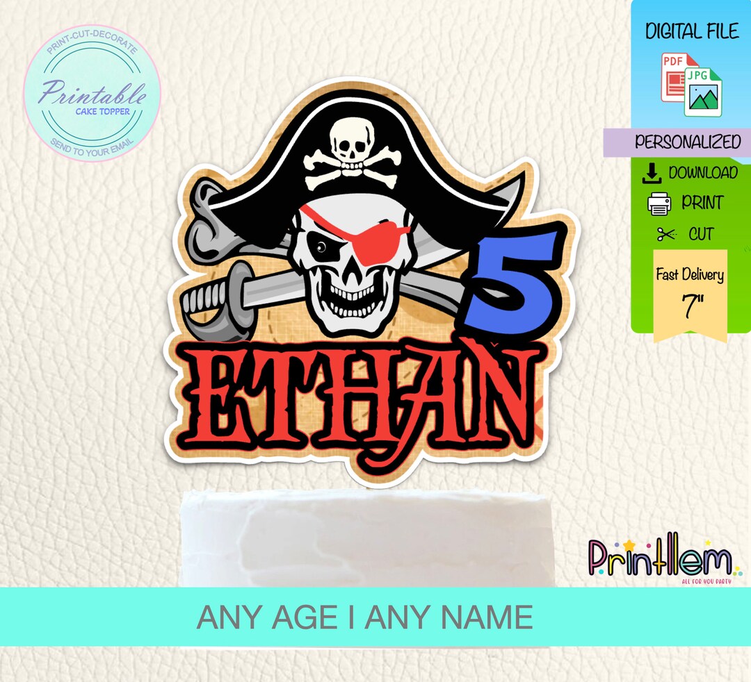 Pirate Cake Topper Printable Pirate Birthday Party Cake Decorations ...