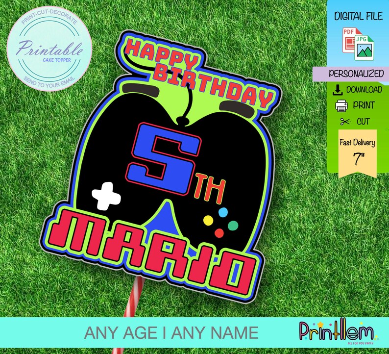 Videogame Cake Topper Printable Video Game Party Topper - Etsy