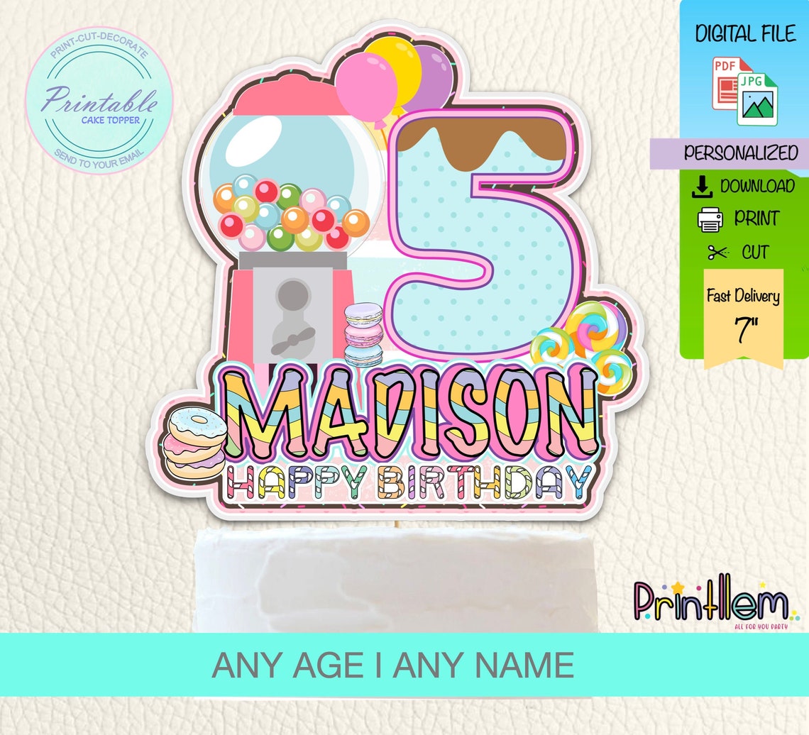 Candyland Cake Topper, Cake Topper Printable, Candyland Cake Decoration ...