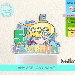 Submarine Cake Topper, Printable Under the Sea Cake Topper ...