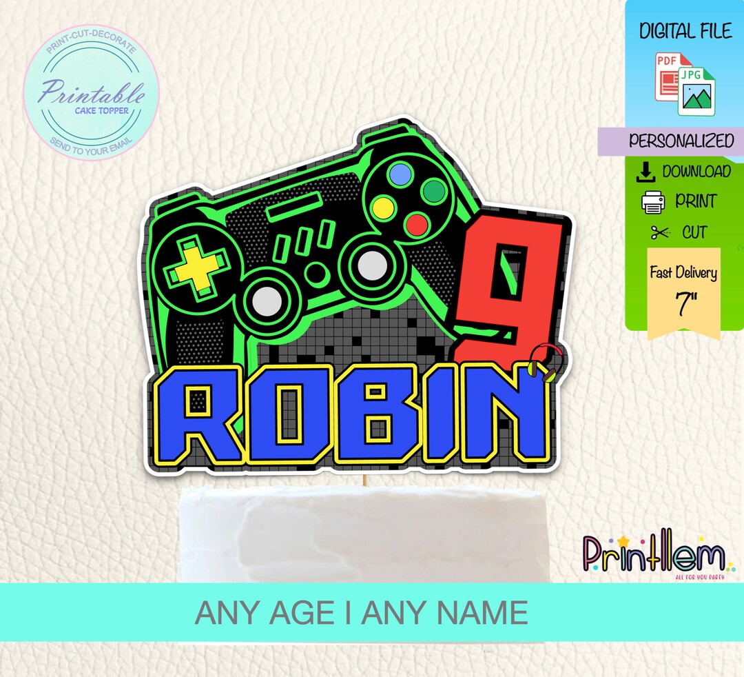 Videogame Cake Topper Personalized Controller Game Cake Topper Level up ...