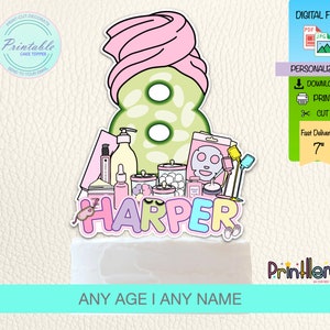 Spa Cake Topper, Spa Birthday Party Printable Cake Topper, Spa Day ...