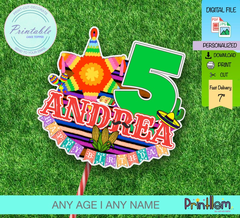 Fiesta Cake Topper Mexican Birthday Decoration Cinco De Mayo Birthday ...