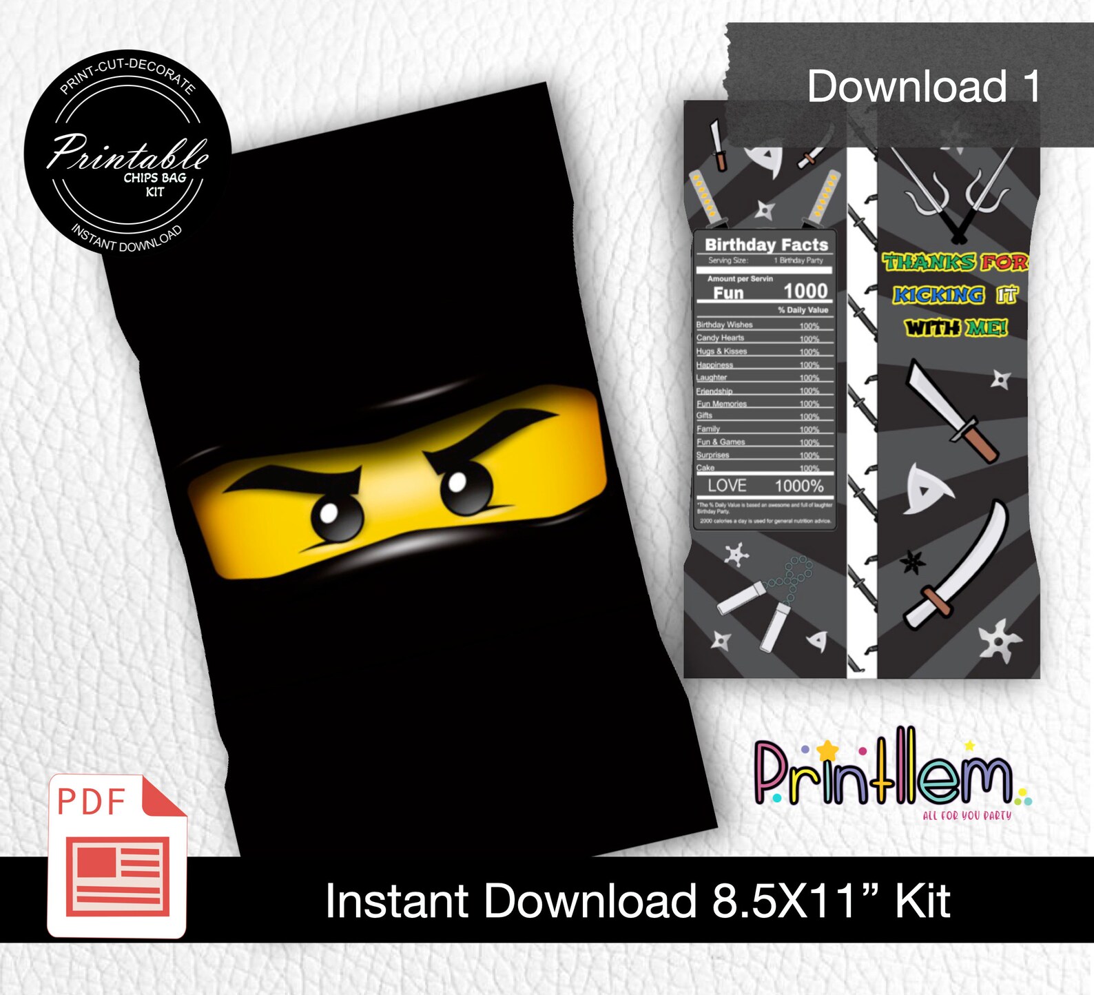 Ninja Chip Bag Printable Ninja Birthday Party Ninja Bundle Party Favors ...