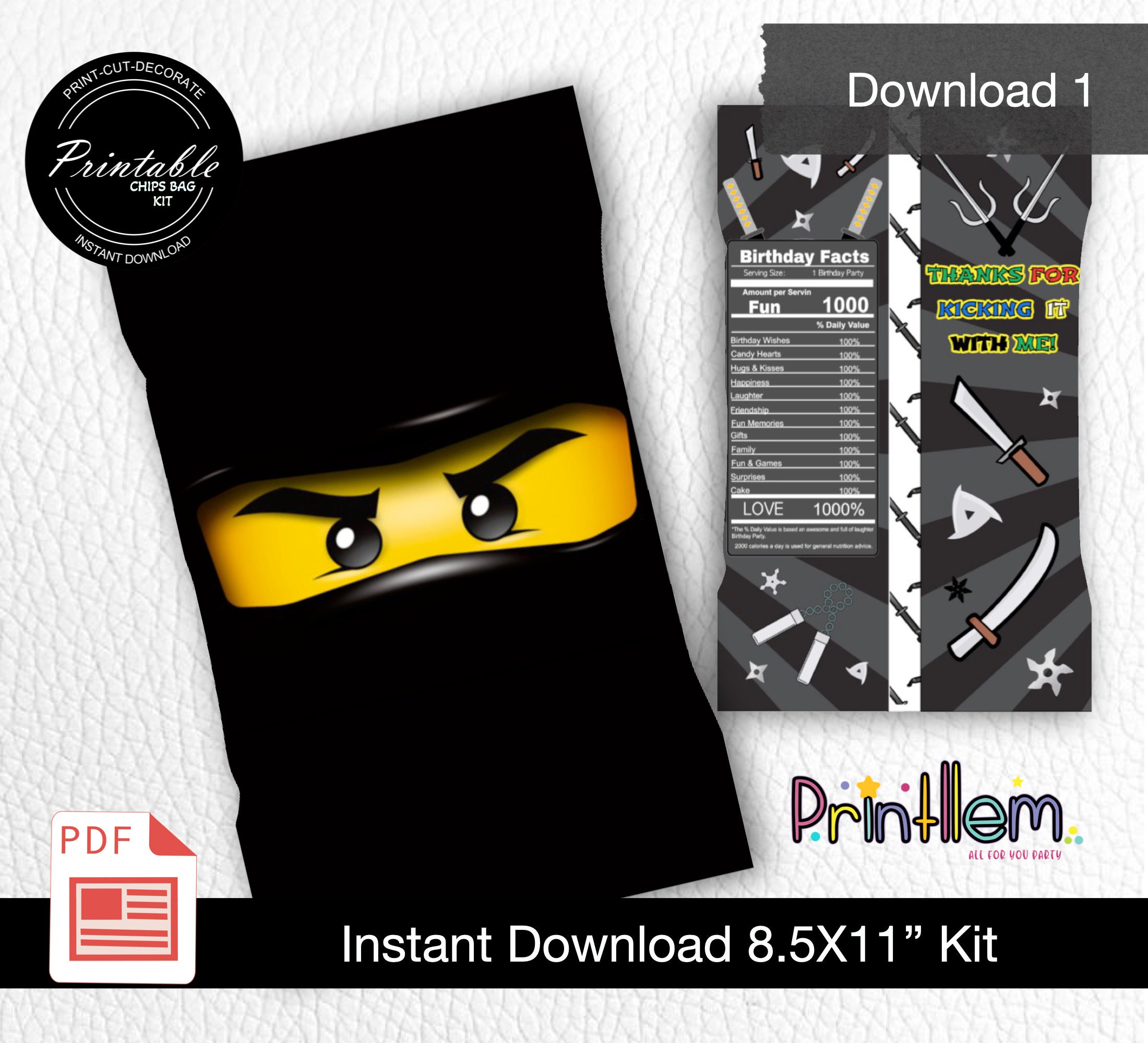 Ninja Chip Bag Printable Ninja Birthday Party Ninja Bundle Party Favors ...