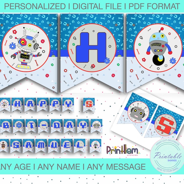 Robot Banner - Etsy