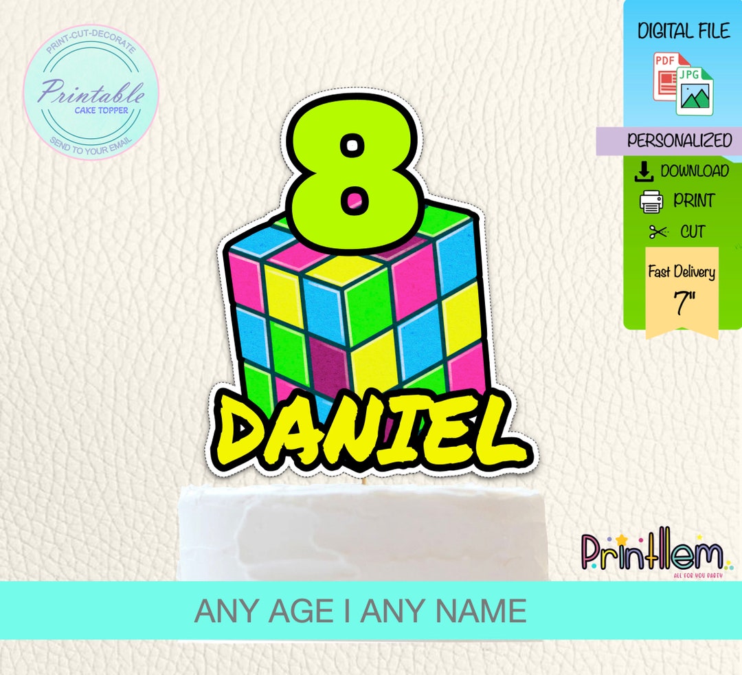 Rubik Cake Topper Printable Rubik Cube Cake Topper Personalized Cake ...