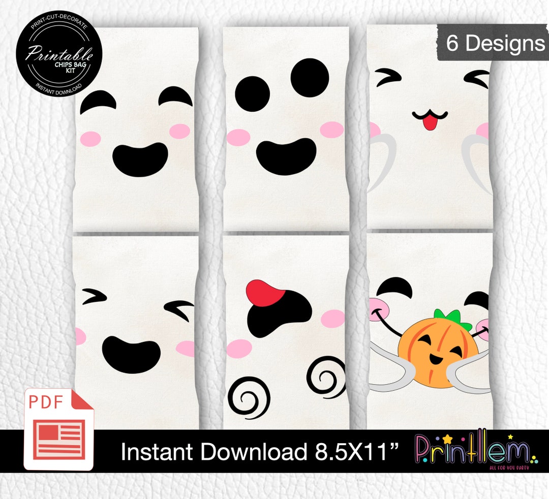 Halloween Ghost Chip Bag Wrappers, Printable Candy Kit Digital File - Etsy